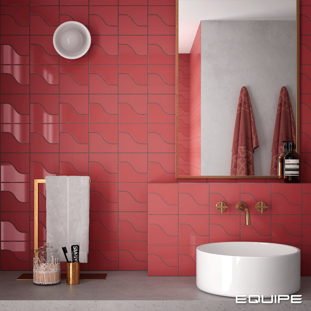 Curve Ruby Shade Gloss 83x120mm Wall Tile (.48m2 box) — Jules Baxter