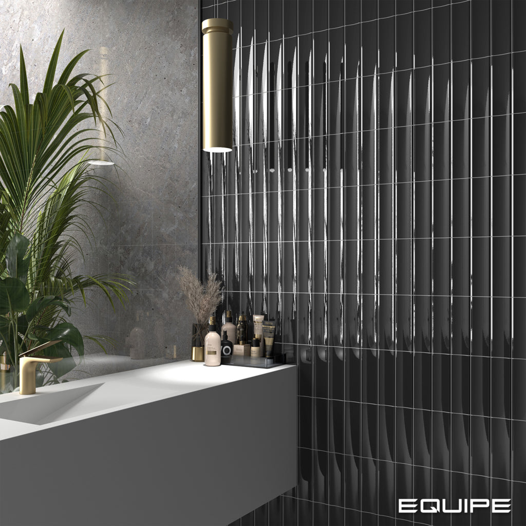 Vibe Out Almost Black Gloss 65x200mm Wall Tile (0.50m2 box) — Jules Baxter