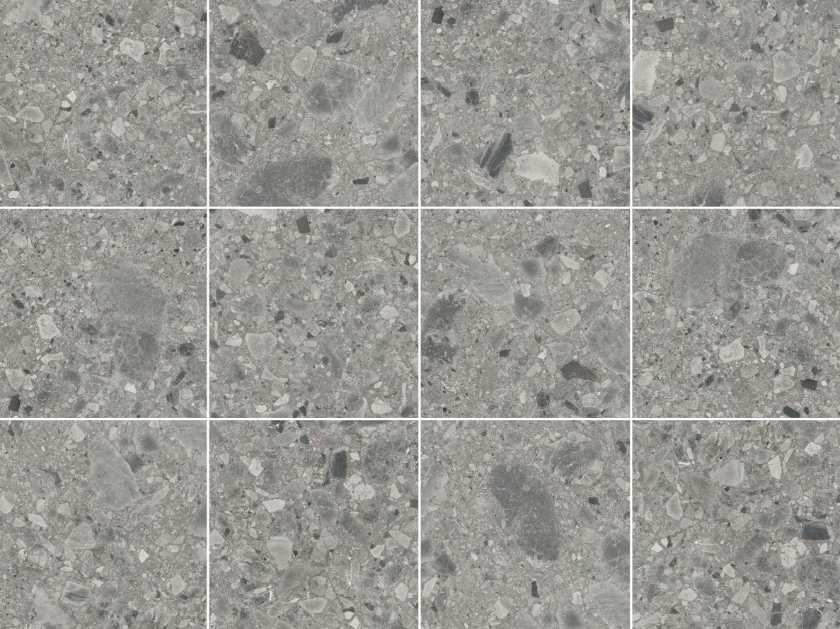 Lux Terrazzo Grey 600x600mm Natural Tiles Online : The Tile Company ...