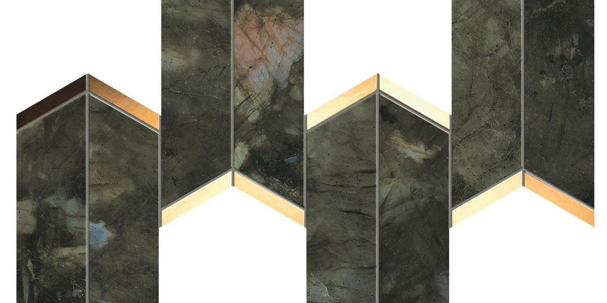 Marvel Chevron Brazil Green 170x414mm sheet Polished White Body Wall T ...