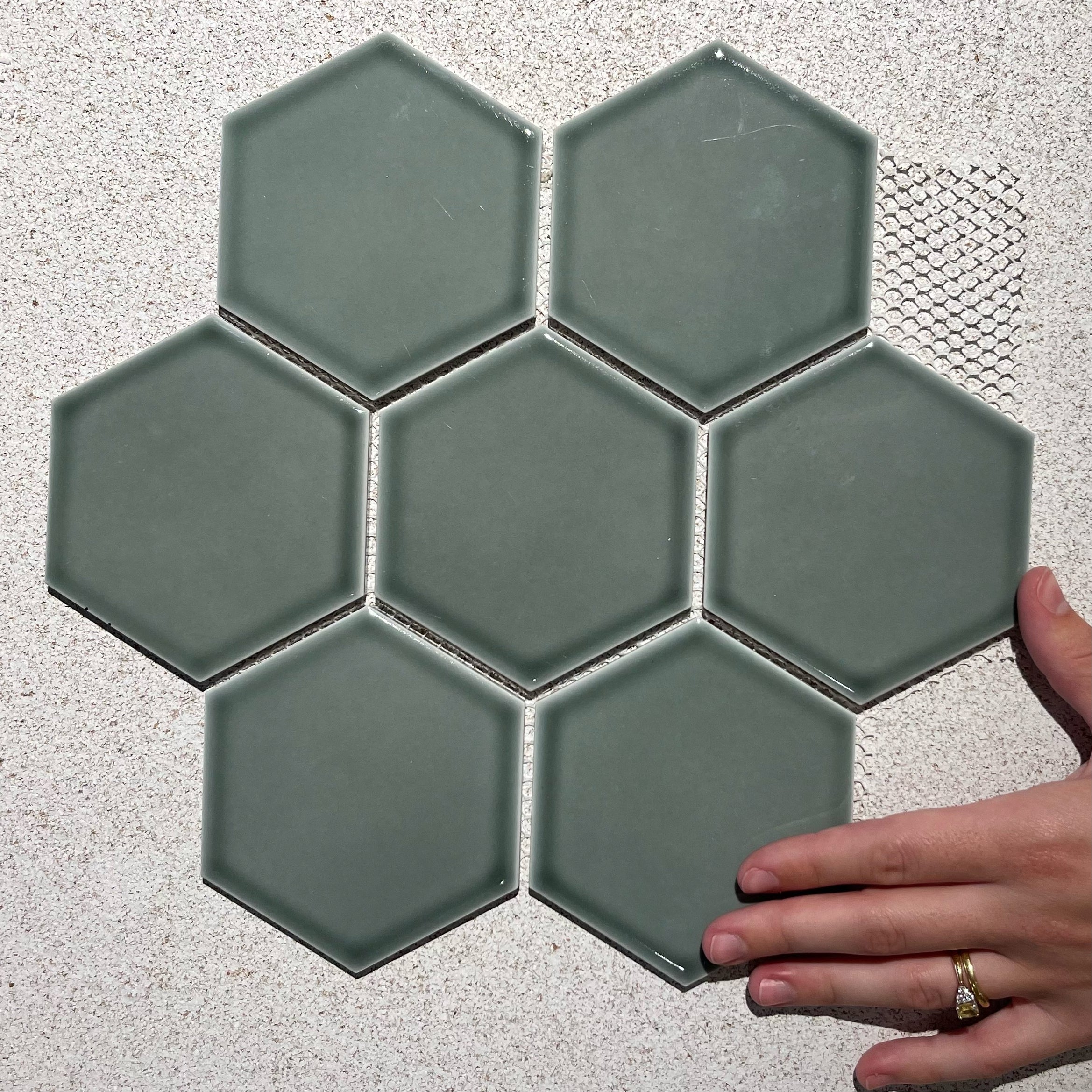 Large Sage Green Gloss Hexagon 256x295mm (.915m2 box) — Jules Baxter